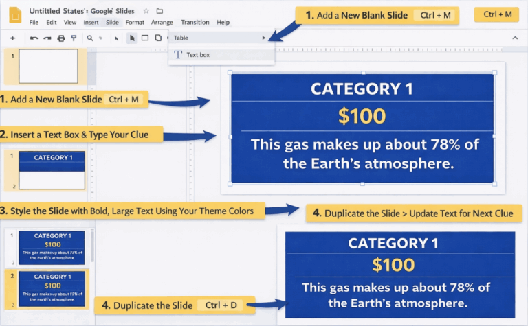 Create a Jeopardy Game in Google Slide: Tutorial + Template