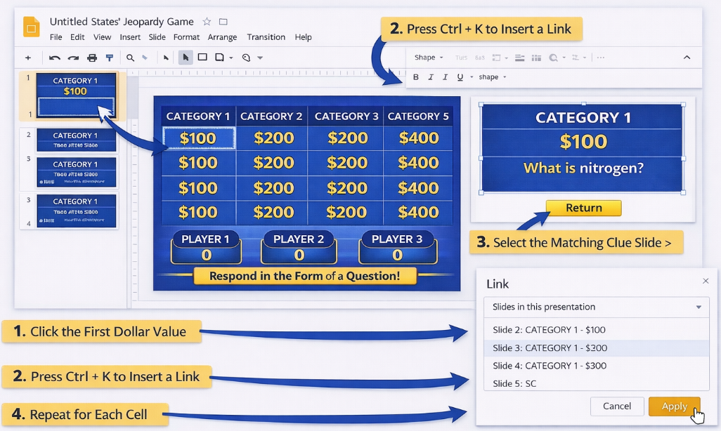 Create a Jeopardy Game in Google Slide: Tutorial + Template