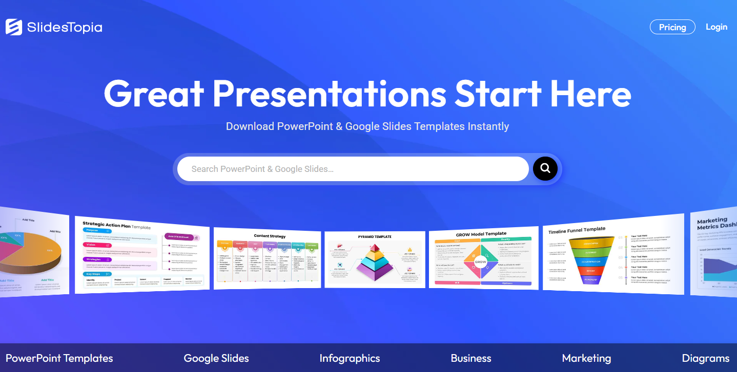 SlidesTopia: Get Editable PowerPoint & Google Slides Templates